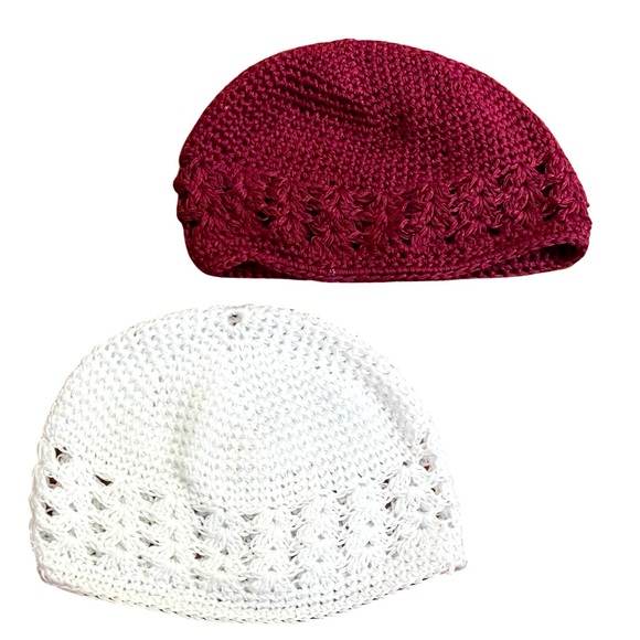 None | Accessories | Girls Knit Beanie Caps Set Of Two Maroon White ...